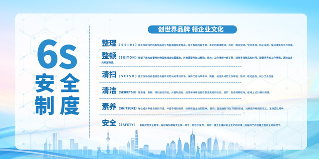 蓝色6S安全制度宣传栏-PSD素材-百图汇设计素材